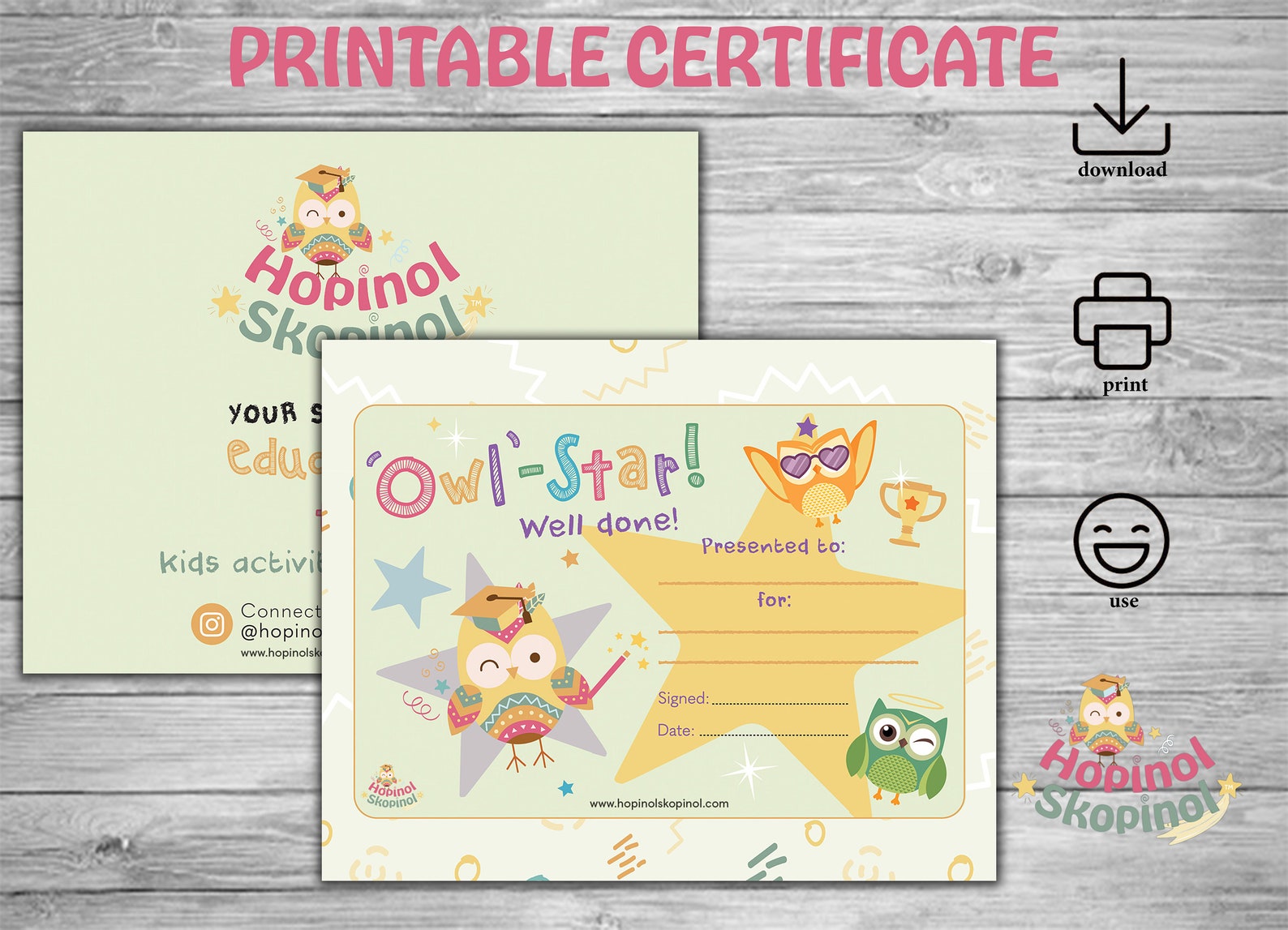 Printable Certificate Owl Star Certificate for kids Kids | Etsy