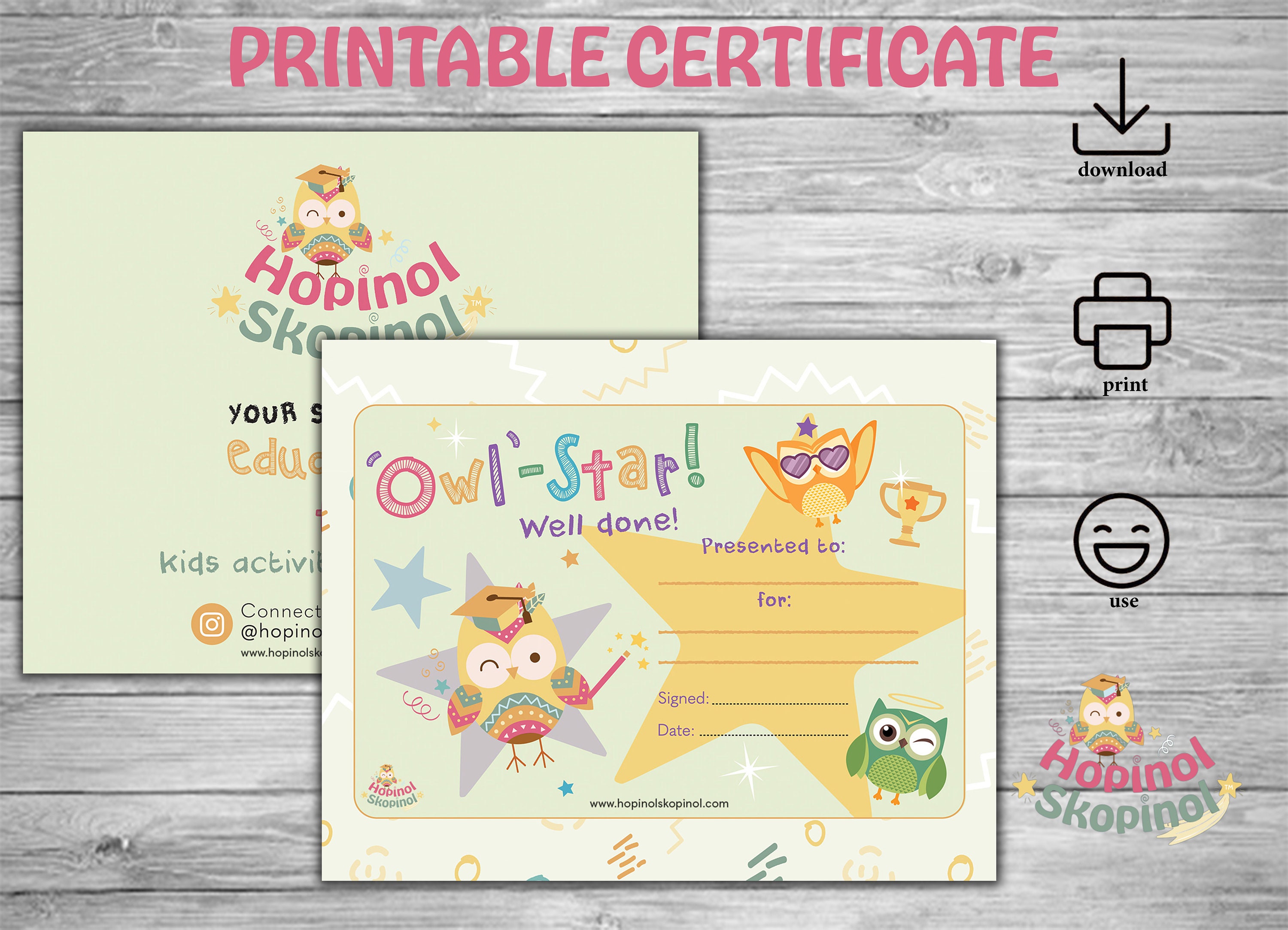 Printable Certificate Owl Star Certificate for Kids, Kids Certificate ...