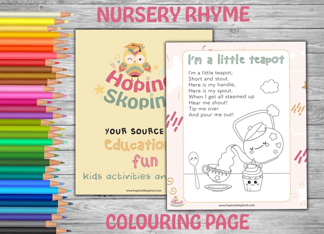 Nursery Rhyme Colouring Page im a Little Teapot. Kids Colouring Page ...