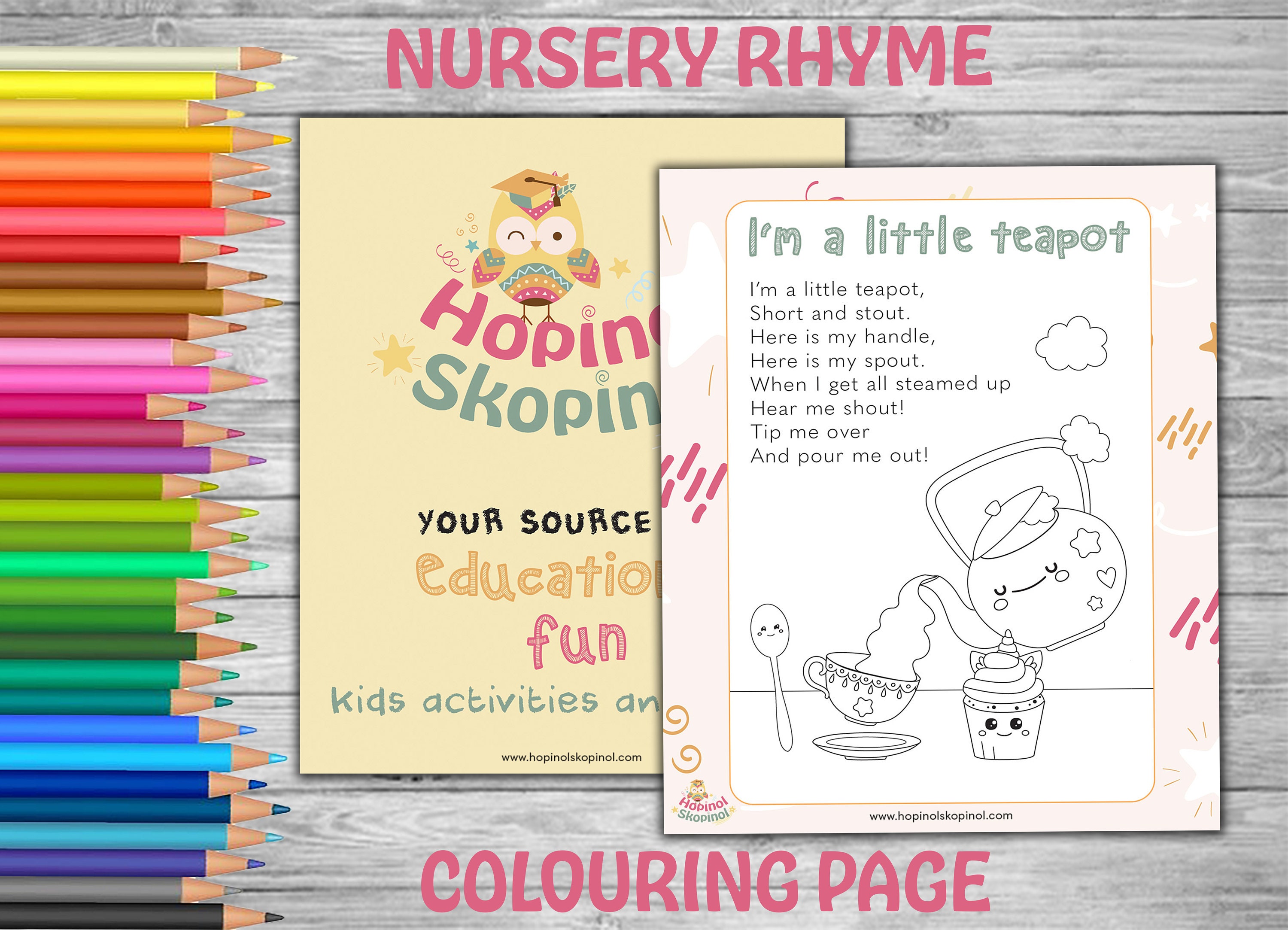 Nursery Rhyme Colouring Page im a Little Teapot. Kids Colouring Page ...