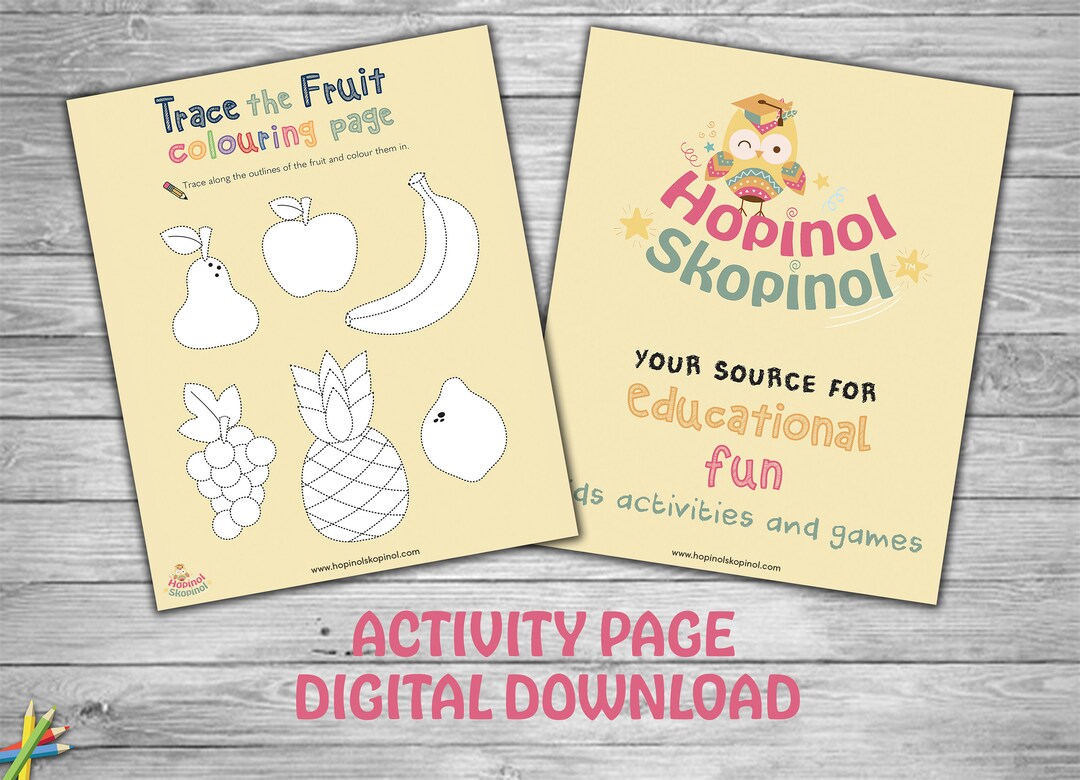Activity Page Printable Trace the Fruit Colouring. Kids - Etsy