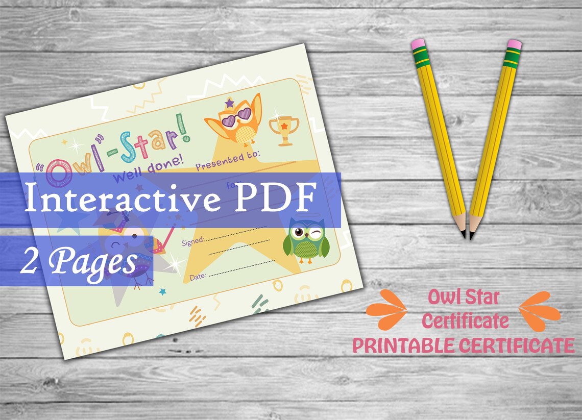 Printable Certificate Owl Star Certificate for Kids, Kids Certificate ...