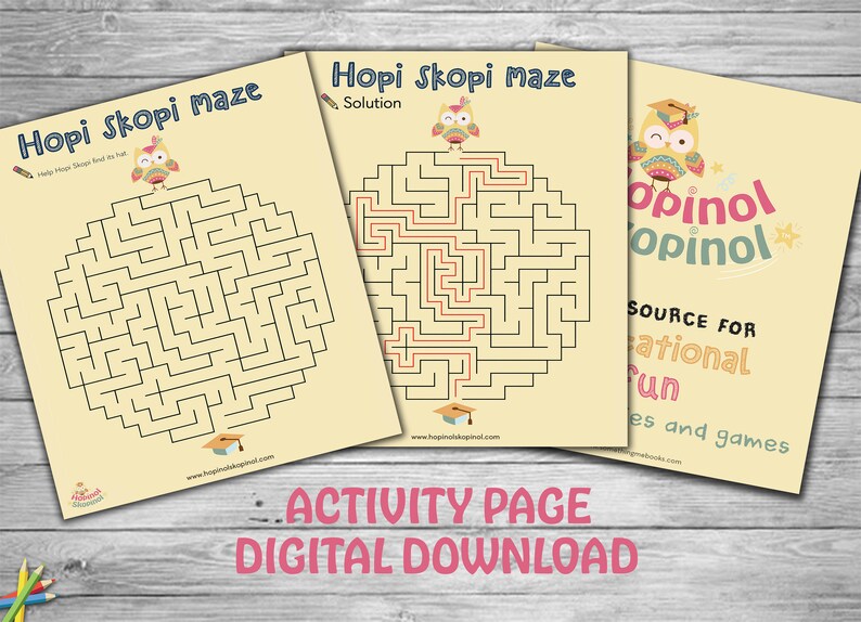 Activity Page Printable Hopi Skopi Maze. Kids Activity Page - Etsy