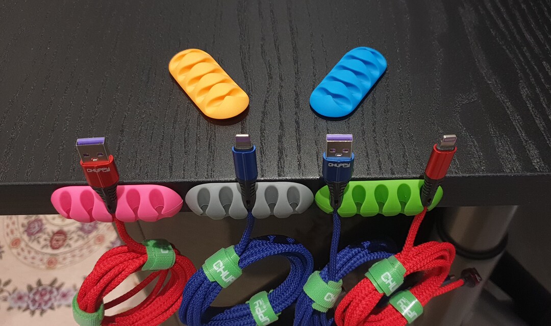 Colourful Tidy Desk USB Cable Holder Desk Organiser Management Clip Tie ...