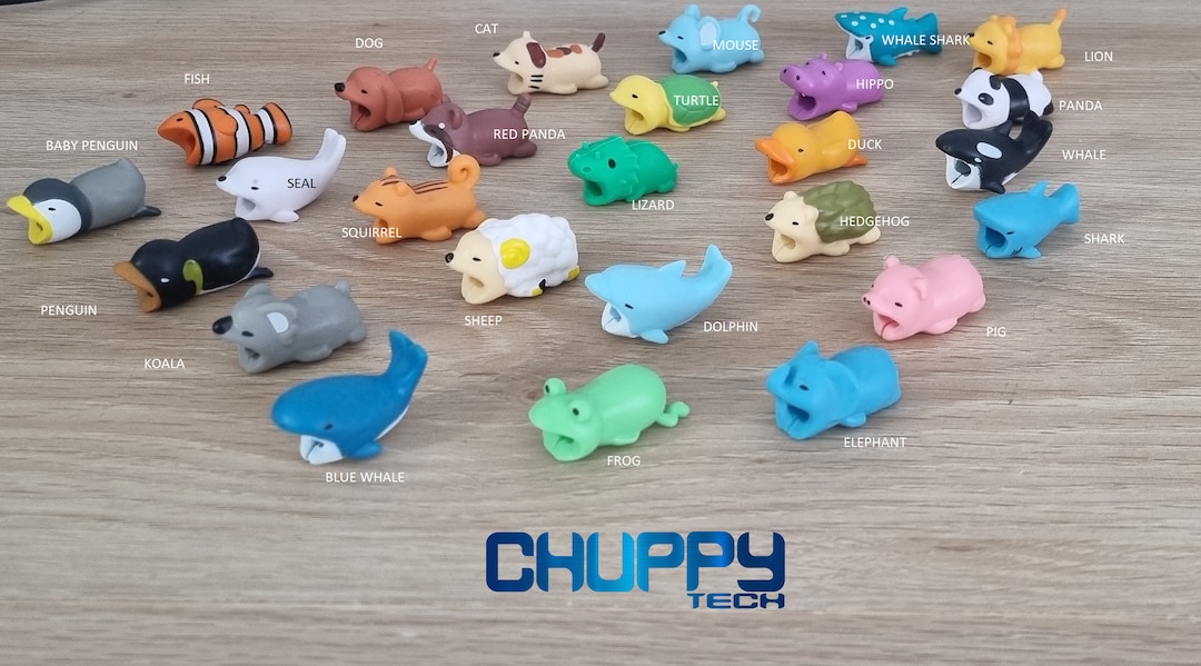 Colourful USB Cable Bite Holder Phone Animal Print Desk Organiser Cable ...