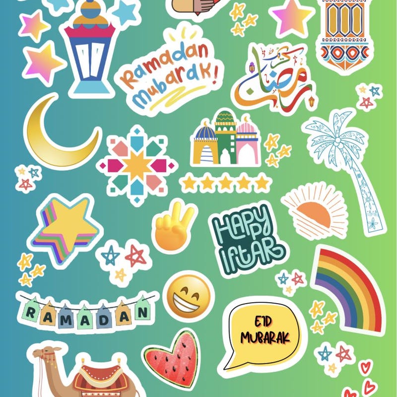 Eid Mubarak Stickers Sheet - Etsy