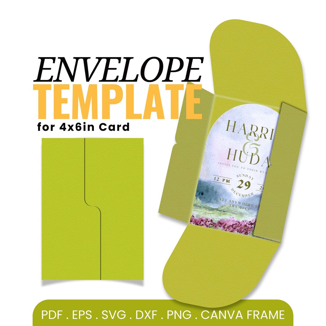 Envelope SVG Template Printable 4x6in | Canva Frame Template | Cut File ...