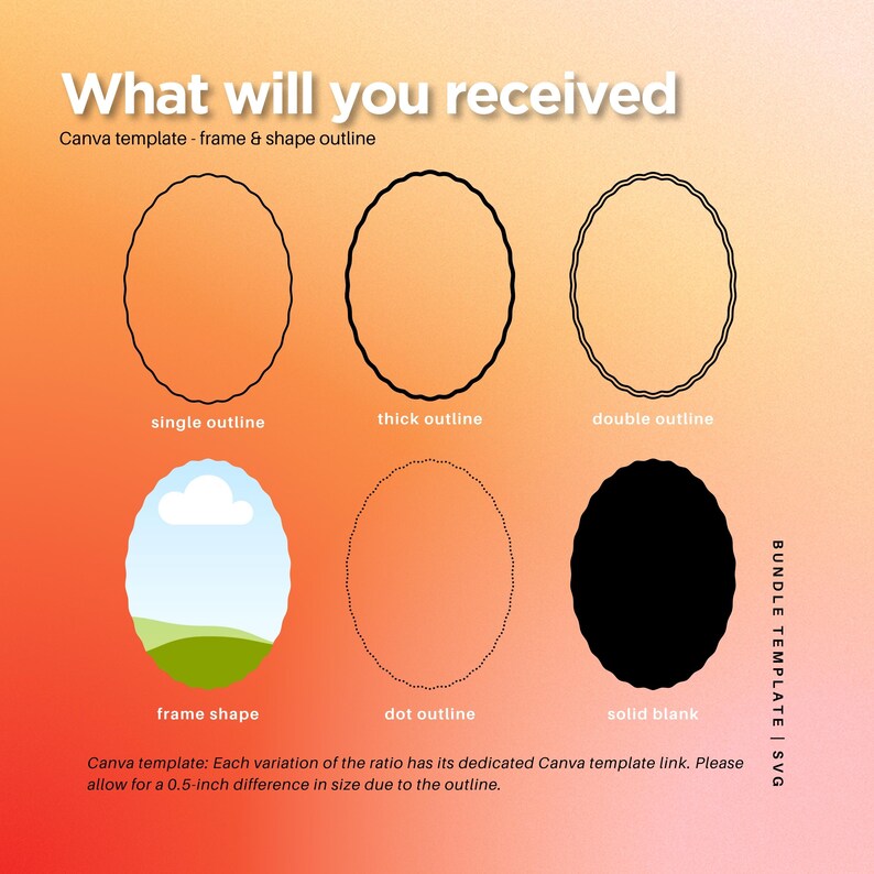 Wavy Oval Canva Frame Template: SVG & PNG Cut Files - Etsy