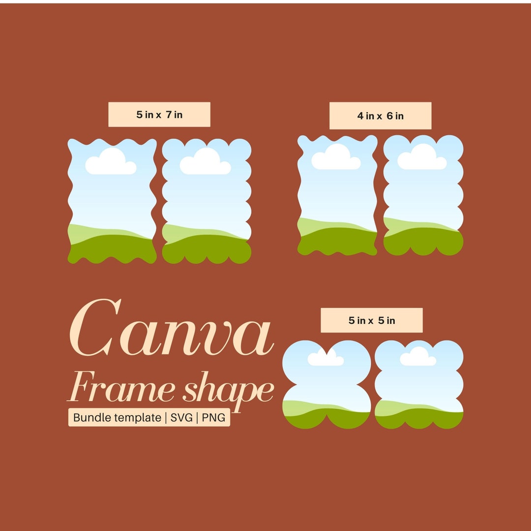 Canva Frame Wavy and Scallop Template Bundle | Wavy Scallop Card Shape ...