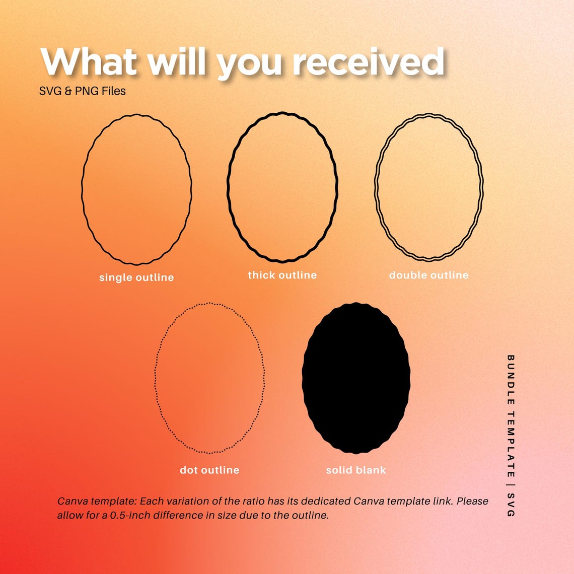 Wavy Oval Canva Frame Template: SVG & PNG Cut Files - Etsy Canada