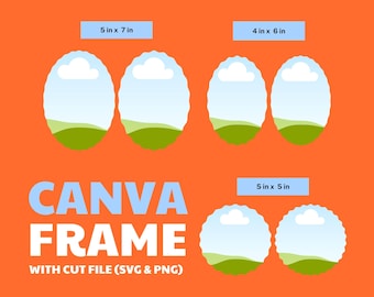Wavy Oval Canva Frame Template: SVG & PNG Cut Files - Etsy