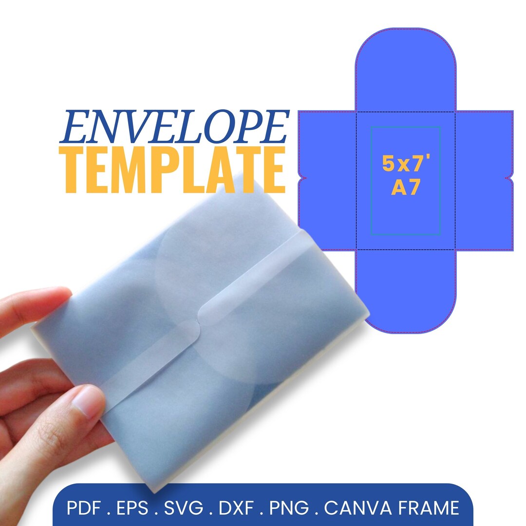 Envelope SVG Template Printable A7 / 5x7 Canva Frame Template Cut File ...