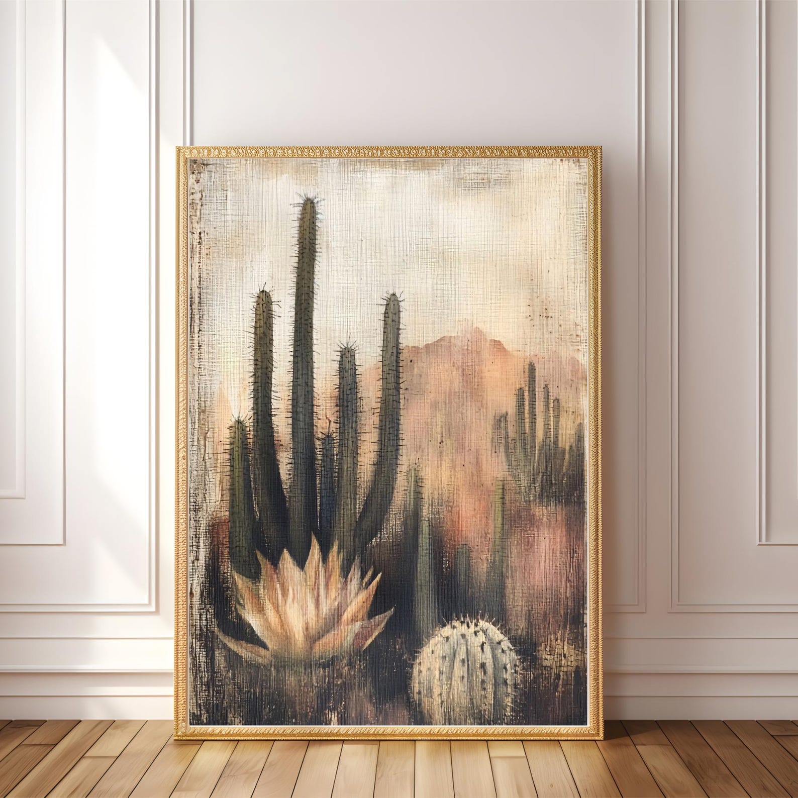 PRINTABLE Desert Cactus Wall Art – Moody Southwest Landscape Print ...