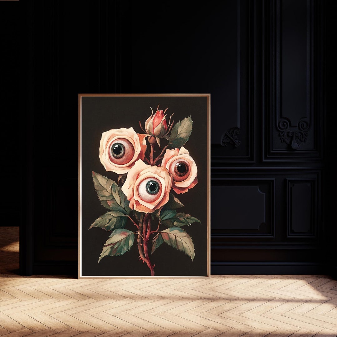 PRINTABLE Floral Eyeball Painting, Dark Coquette Wall Art, Pastel Goth ...