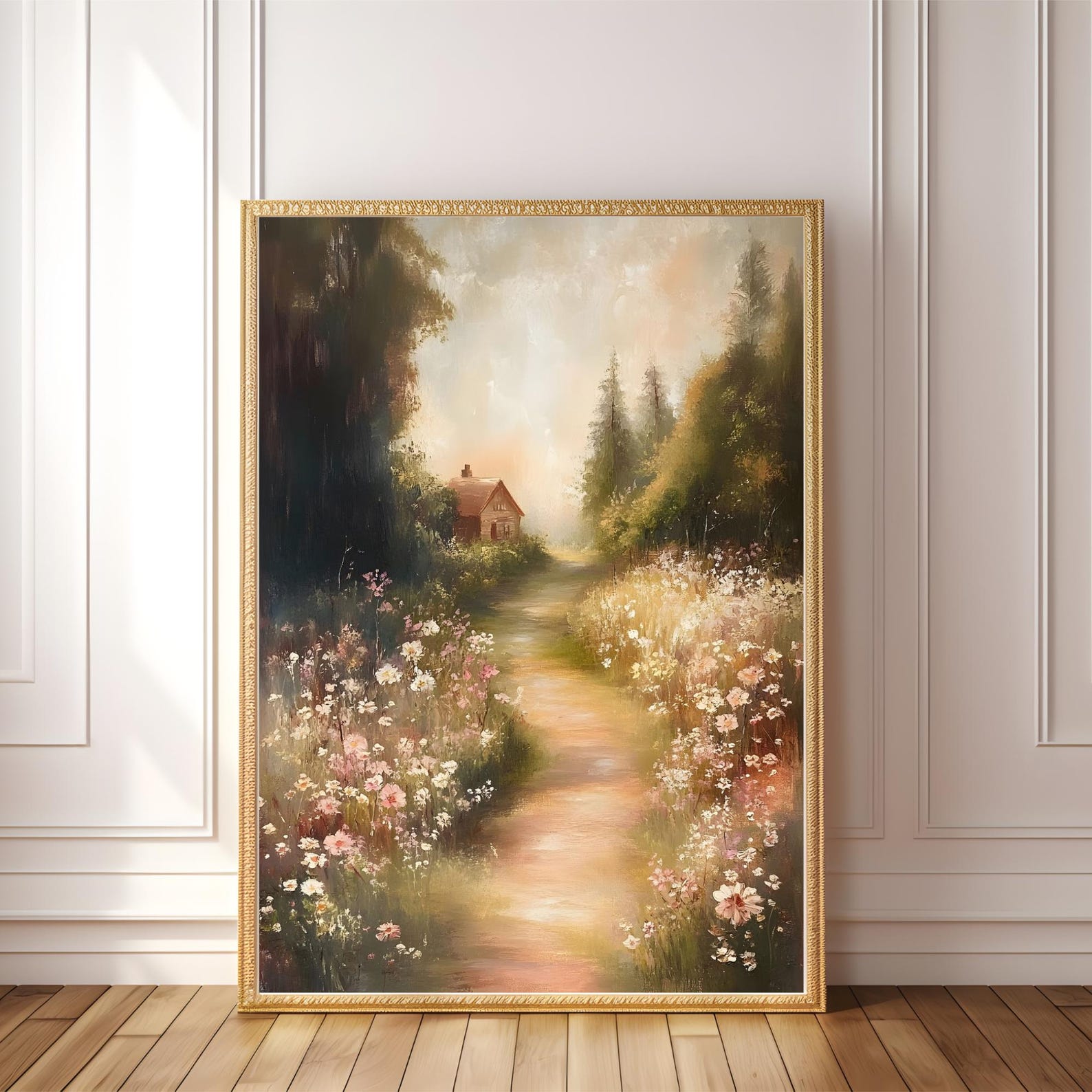 PRINTABLE Wildflower Path Cottage Print | Romantic Woodland Landscape ...