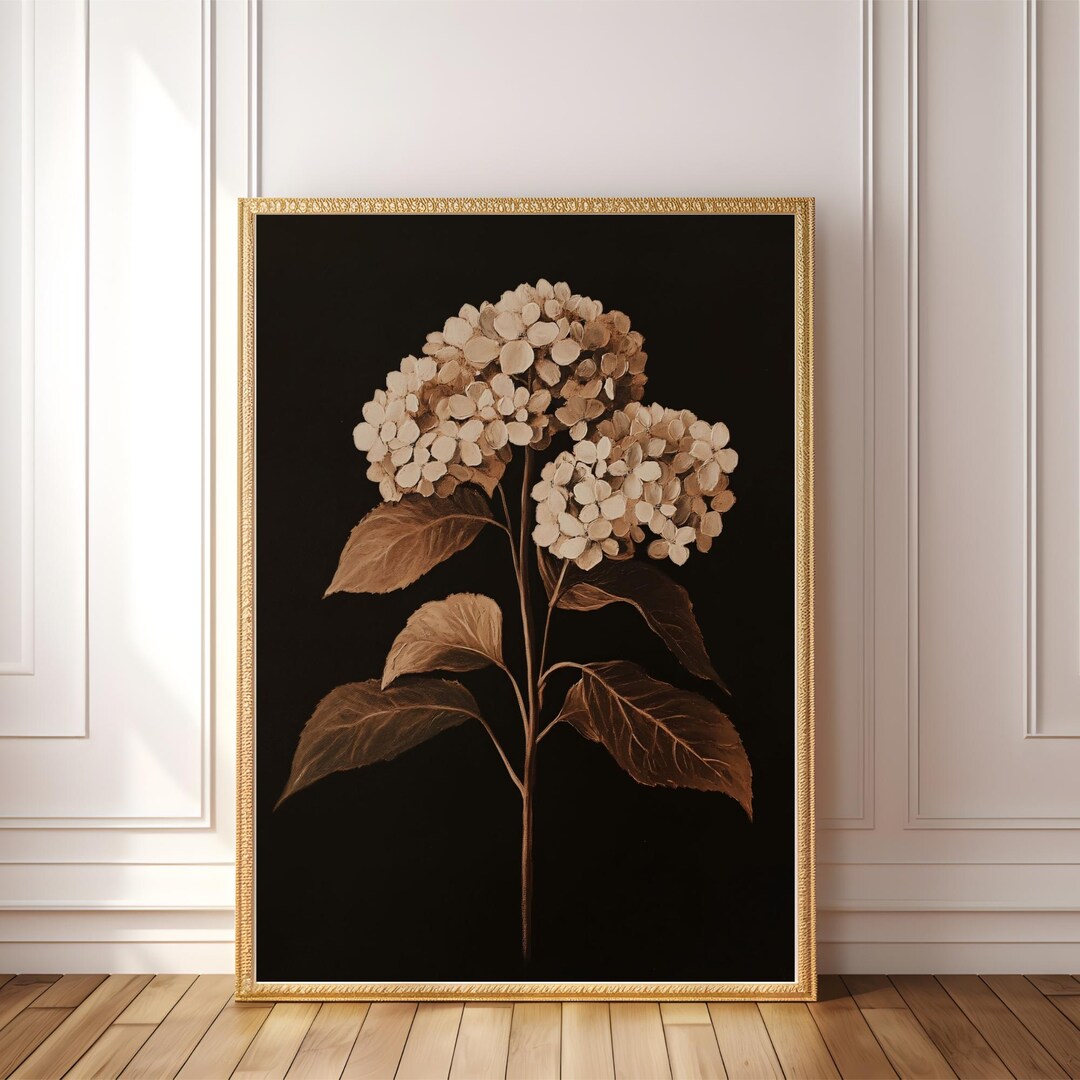 PRINTABLE Dark Hydrangea Wall Art | Vintage Flower Painting | Moody ...
