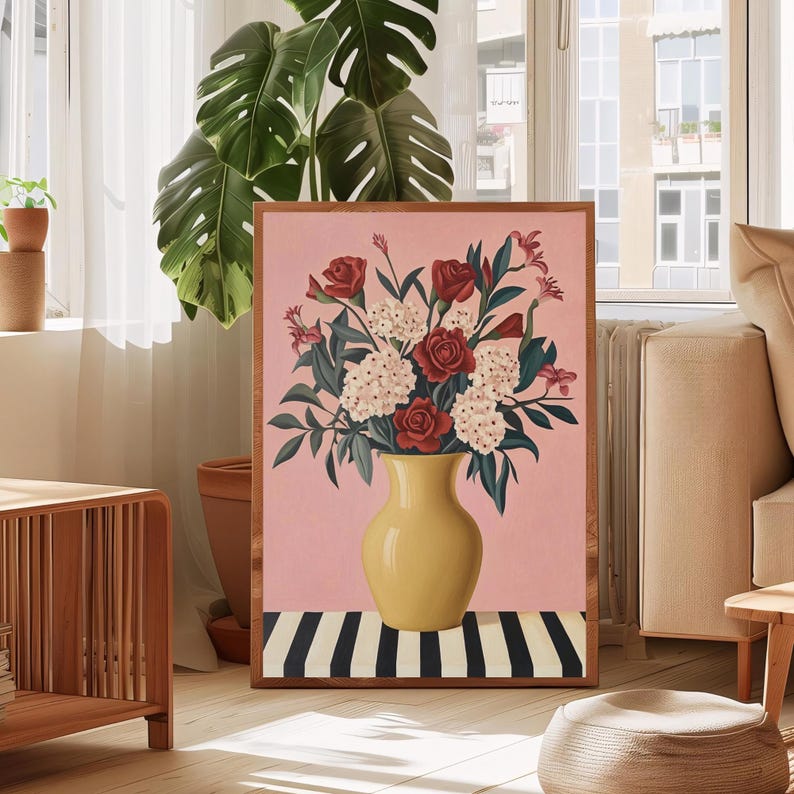 PRINTABLE Moody Floral Still Life Painting, Maximalist Indie Print ...