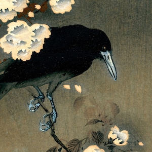 PRINTABLE Vintage Japanese Crow Print, Japandi Wall Art, Dark Moody ...
