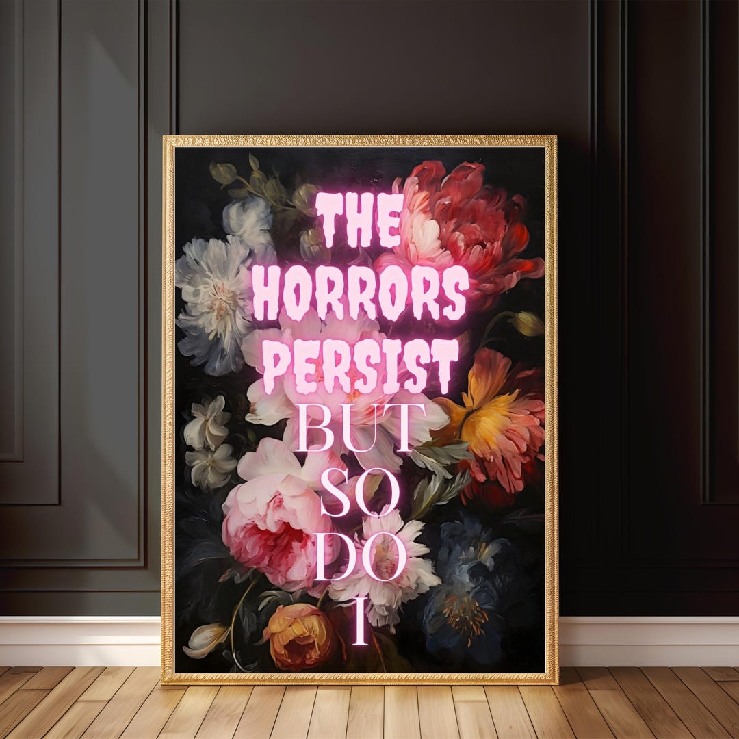 PRINTABLE Horrors Persist but so Do I Print, Hot Pink Neon Wall Art ...