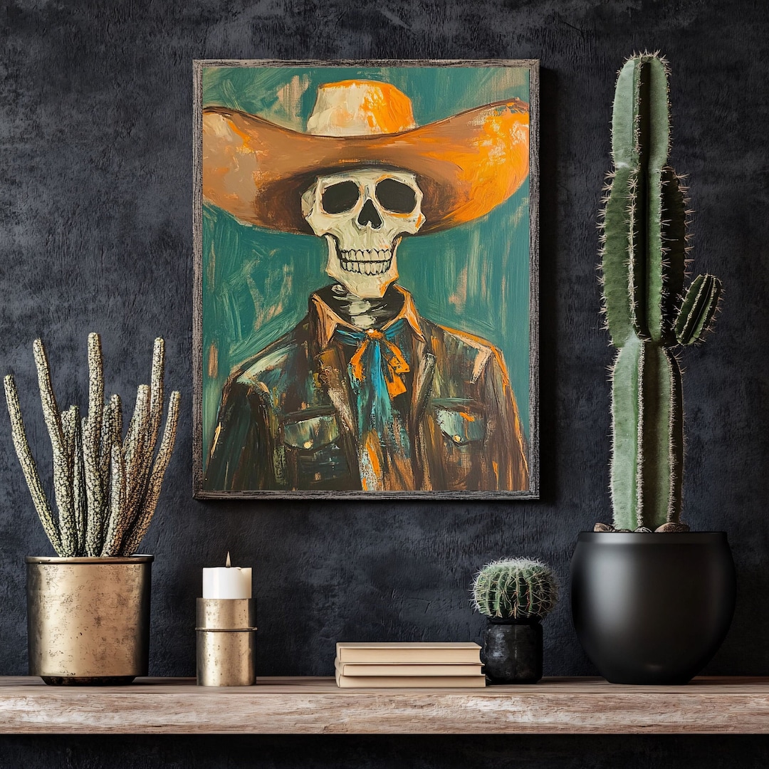 PRINTABLE Retro Southwest Skeleton Cowboy, Vulture Culture Print ...
