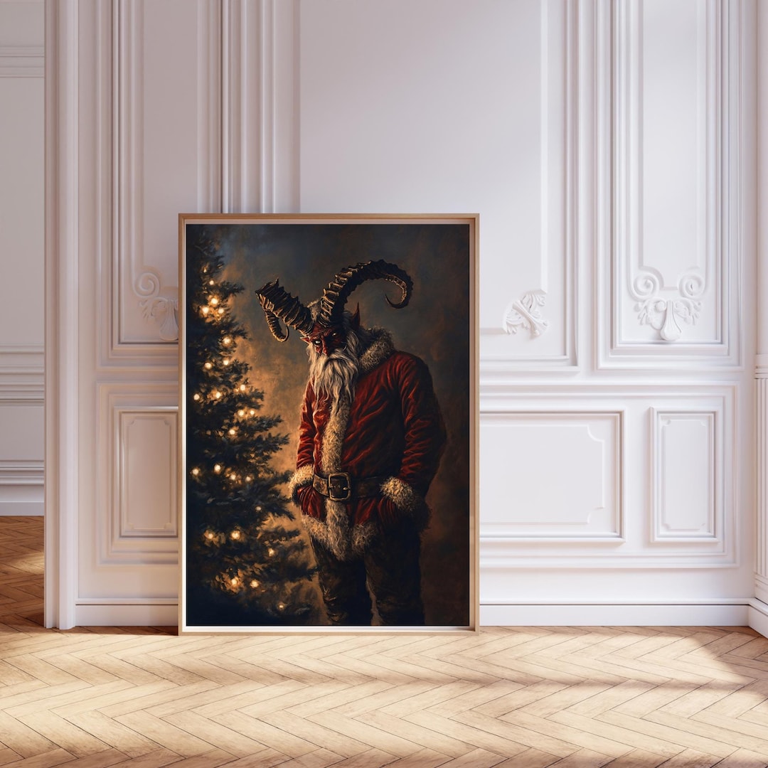 PRINTABLE Krampus Painting, Moody Yule Print, Christmas Farmhouse Wall ...