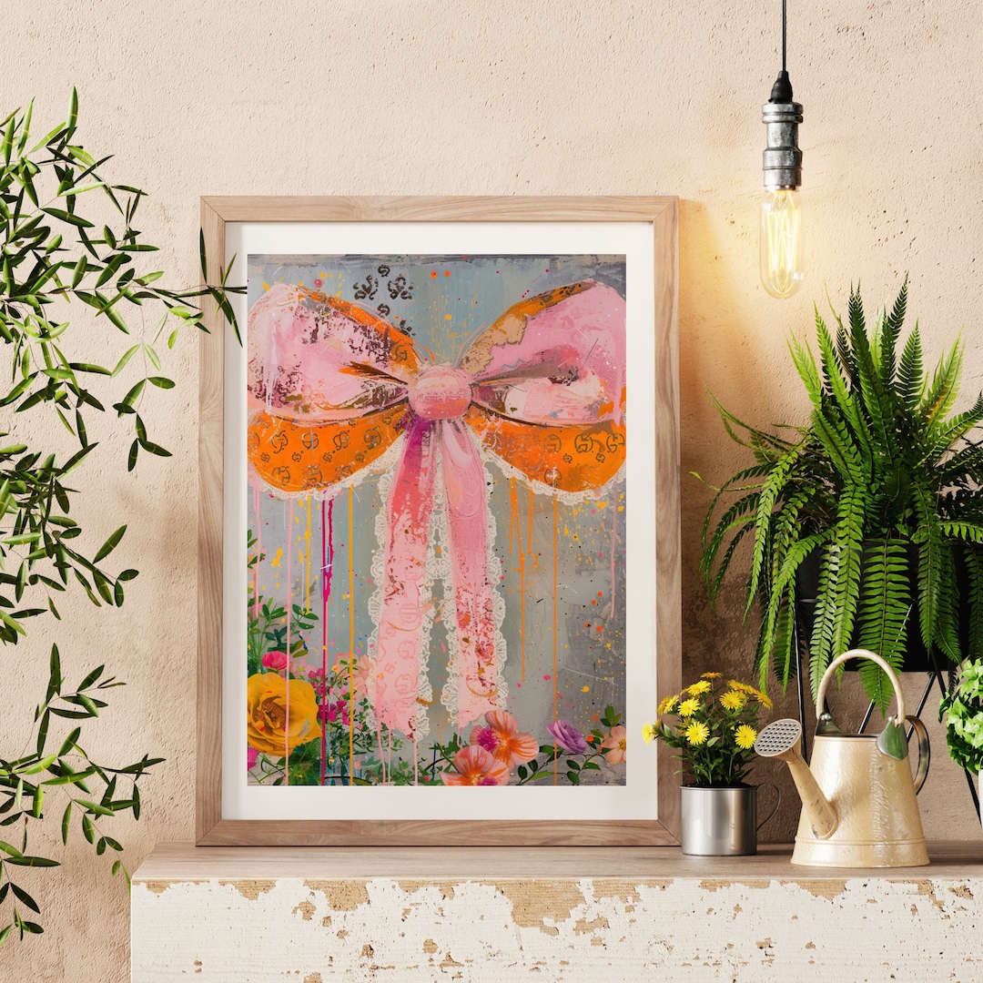 PRINTABLE Pink Bow Coquette Room Decor, Girly Graffiti Wall Art, Trendy ...