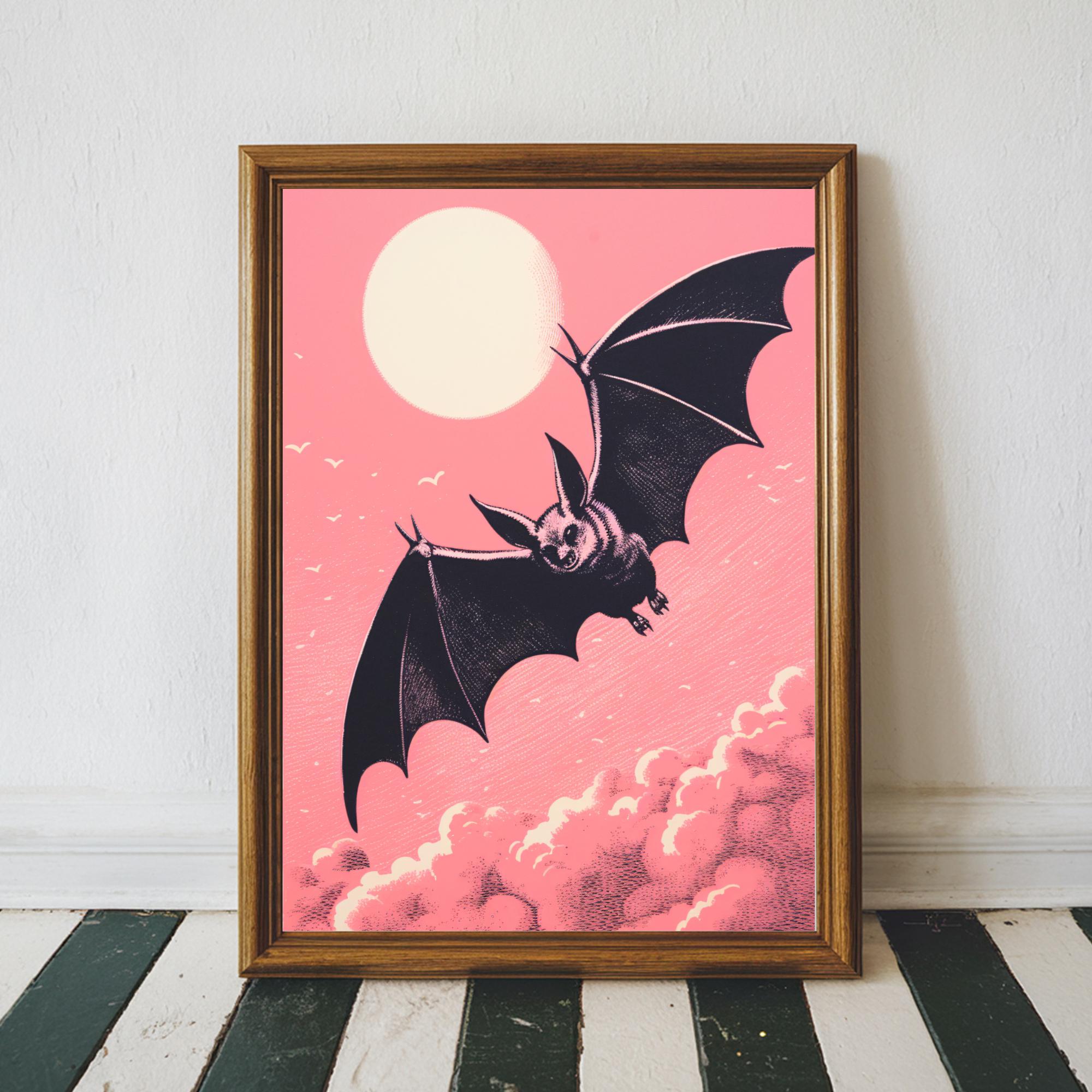 PRINTABLE Whimsigoth Bat Print, Pastel Goth Wall Art, Dark Coquette ...