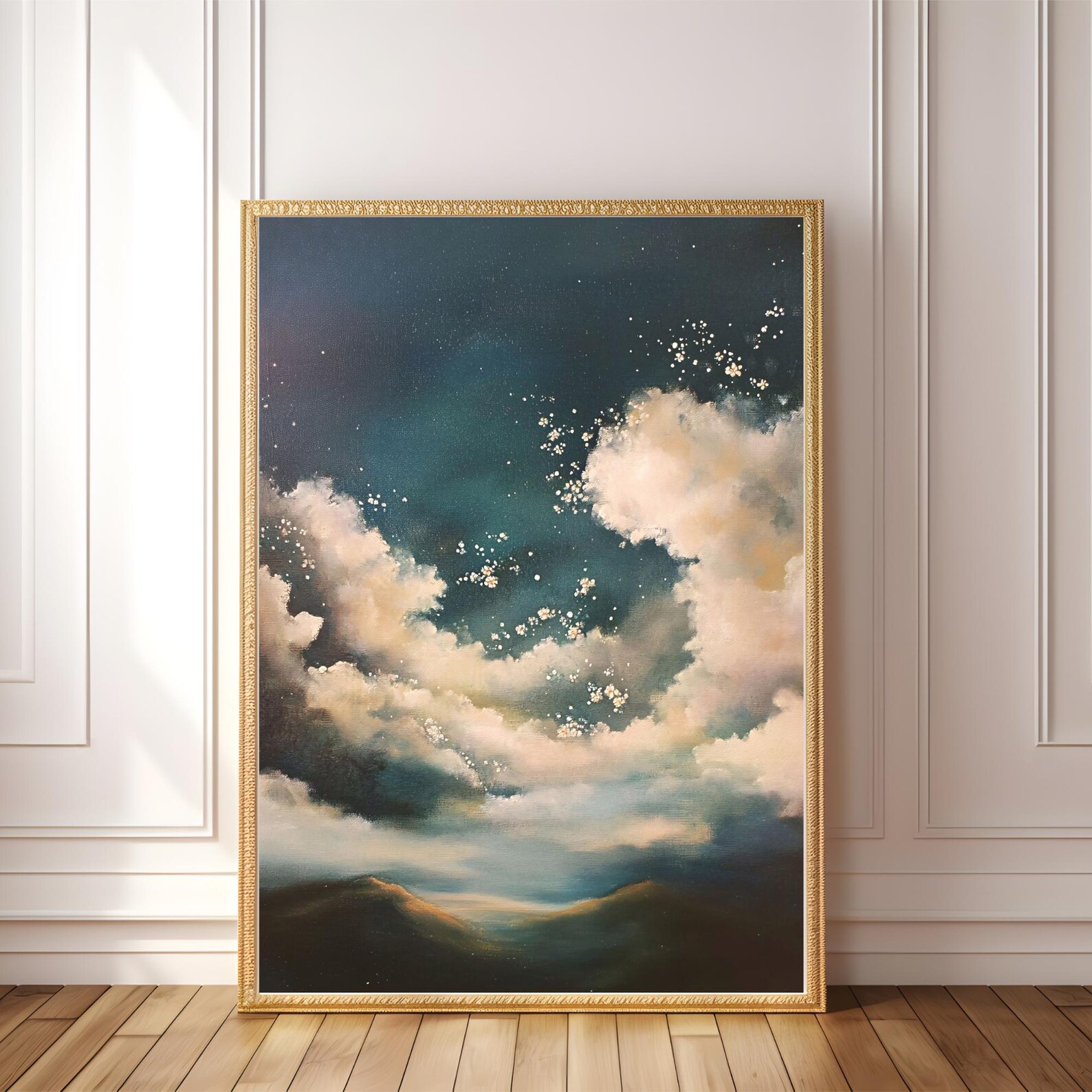 PRINTABLE Floral Cloud Wall Art | Dreamy Sky Digital Print | Whimsical ...