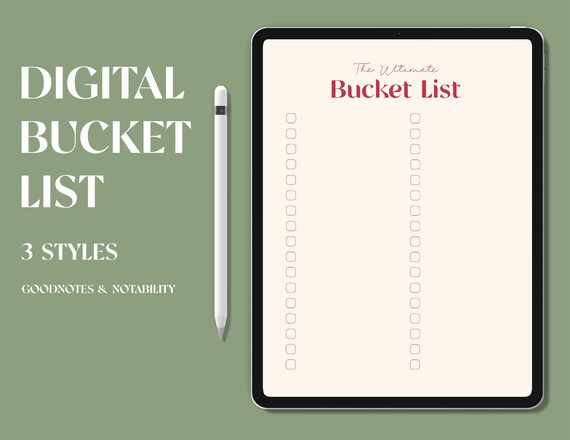 Digital Bucket List Good Notes List Notability List | Etsy