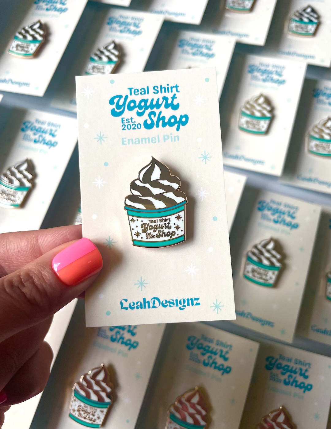 Teal Yogurt Shop Enamel Pin (invisible String) - Etsy