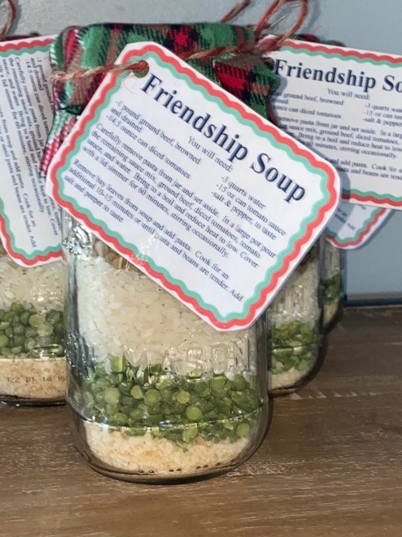Friendship Soup in a Glass PINT Jar, Christmas Gift, Quick Easy Family ...