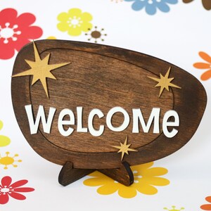 Mid Century Welcome Sign Retro Wood Sign MCM Welcome Sign Mid Century ...