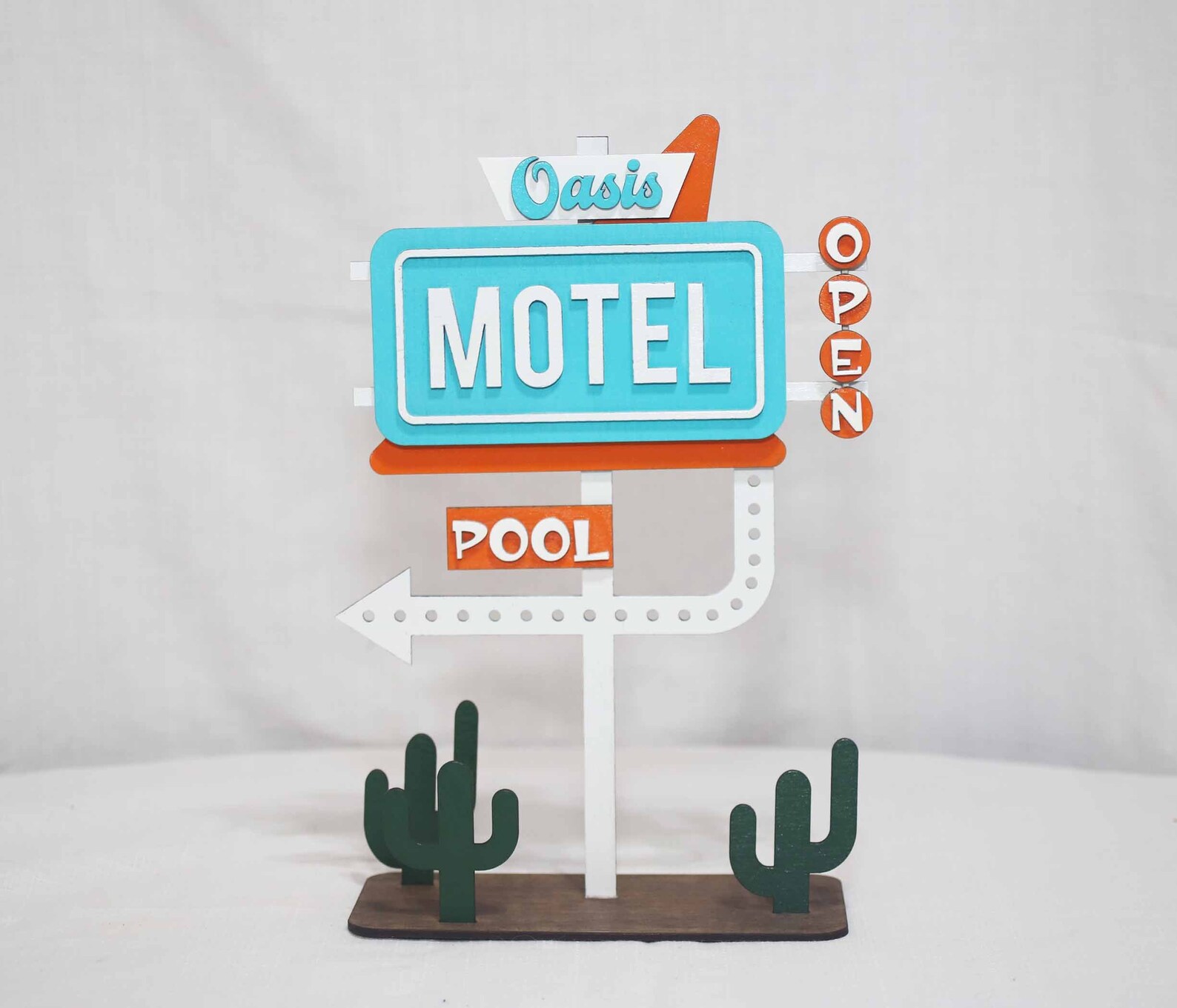 Mid-century Oasis Motel Sign Shelf Sitter Mini Wood Motel - Etsy