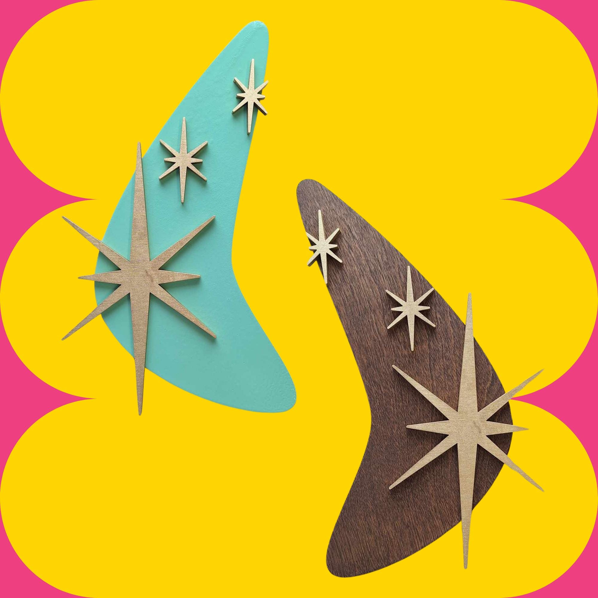 Mid Century Modern Boomerang Wall Art | Atomic Décor With Starburst ...