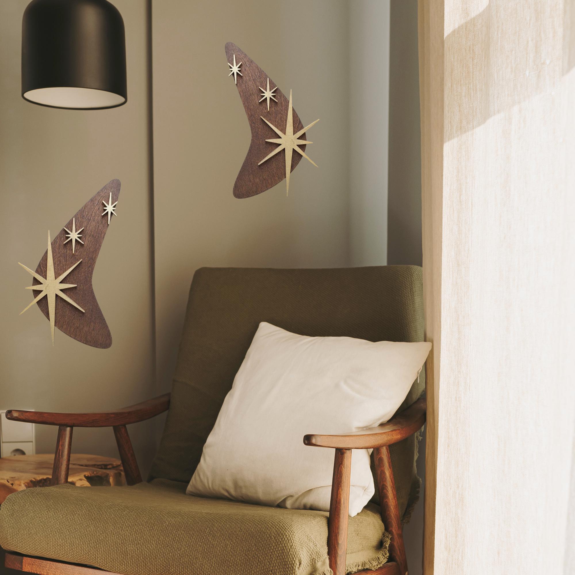 Mid Century Modern Boomerang Wall Art | Atomic Décor With Starburst ...