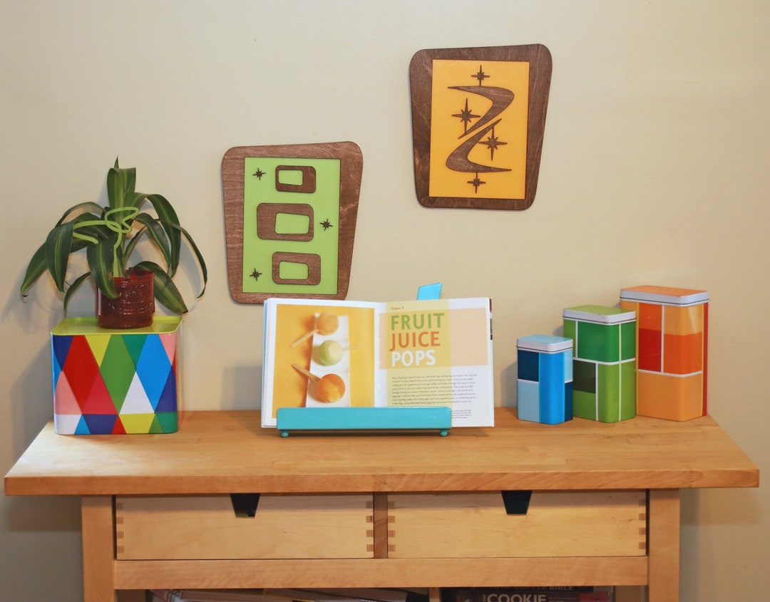 Atomic Googie Wall Art Set | Custom MCM Framed Wood Art | Mid-century ...