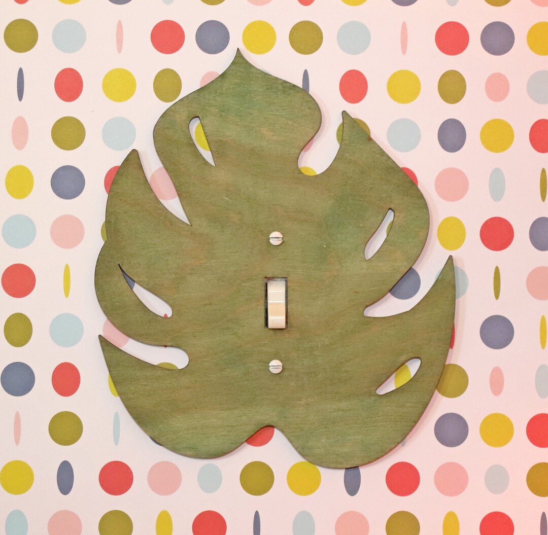 Monstera Leaf Light Switch Cover Tropical Decor Wood Wall Art Tiki Bar ...