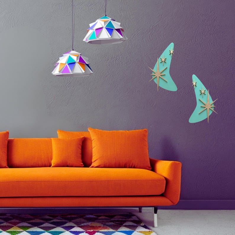 Mid Century Modern Boomerang Wall Art | Atomic Décor With Starburst ...