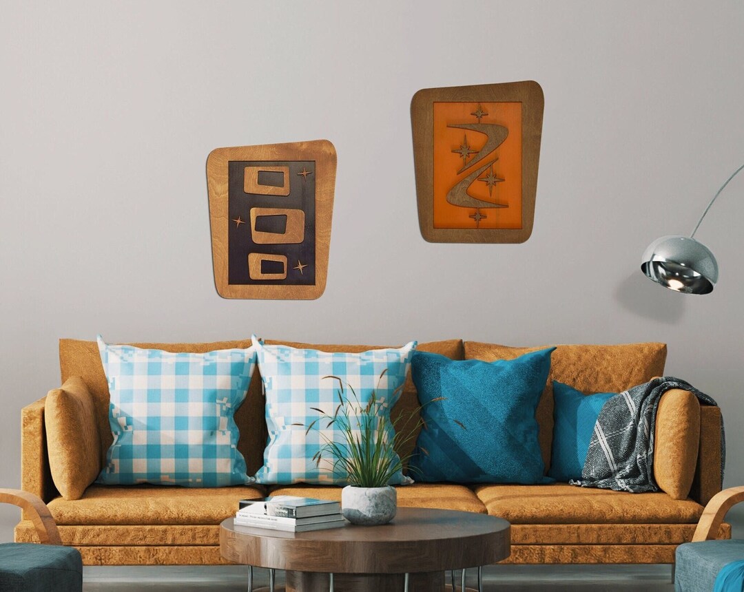 Atomic Googie Wall Art Set | MCM Framed Wood Art | Mid-century Modern ...