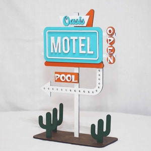 Mid-century Oasis Motel Sign - Shelf Sitter - Mini Wood Motel Sign - Etsy
