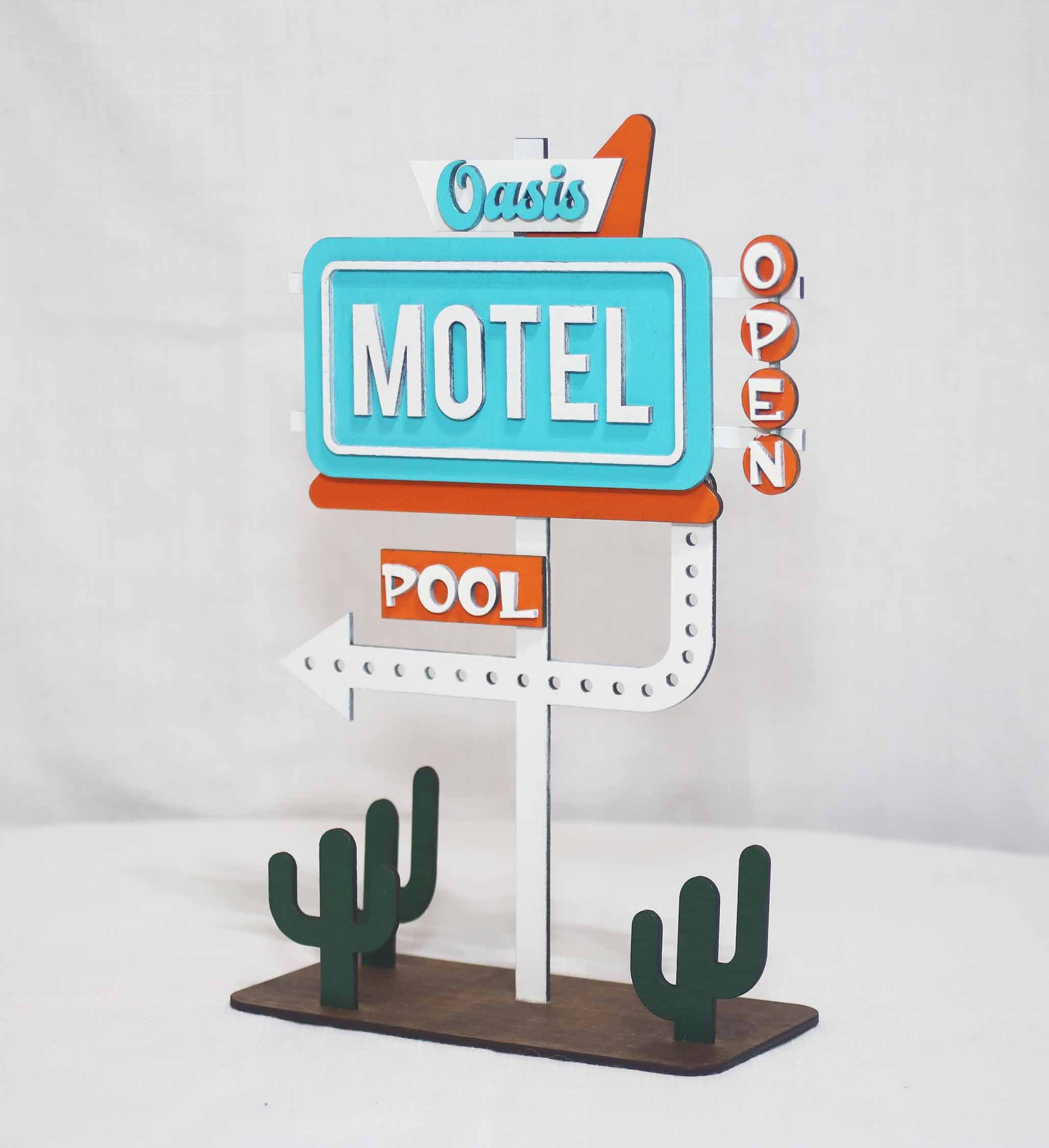 Mid-century Oasis Motel Sign Shelf Sitter Mini Wood Motel - Etsy