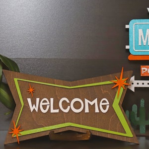 Mid-century 3D Atomic Welcome Sign | MCM Bowtie Sign - Etsy