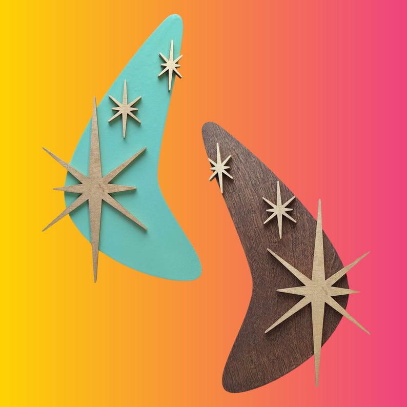Mid Century Modern Boomerang Wall Art | Atomic Décor With Starburst ...