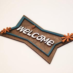 Mid-century Modern Bowtie Atomic Welcome Sign | Custom Welcome Sign - Etsy
