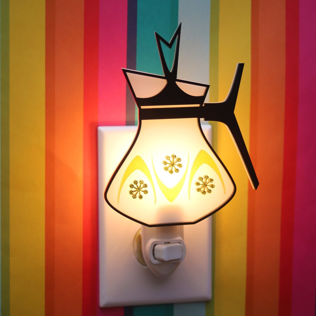 Coffee Pot Night Light Mid-century Modern Nightlight atomic Brew Plug ...