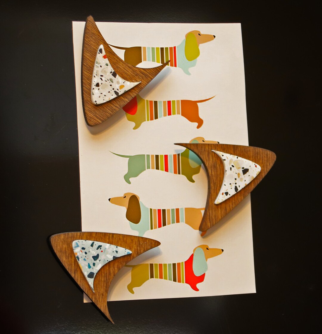 Mid-century Modern Terrazzo Boomerang Magnet Set - Etsy