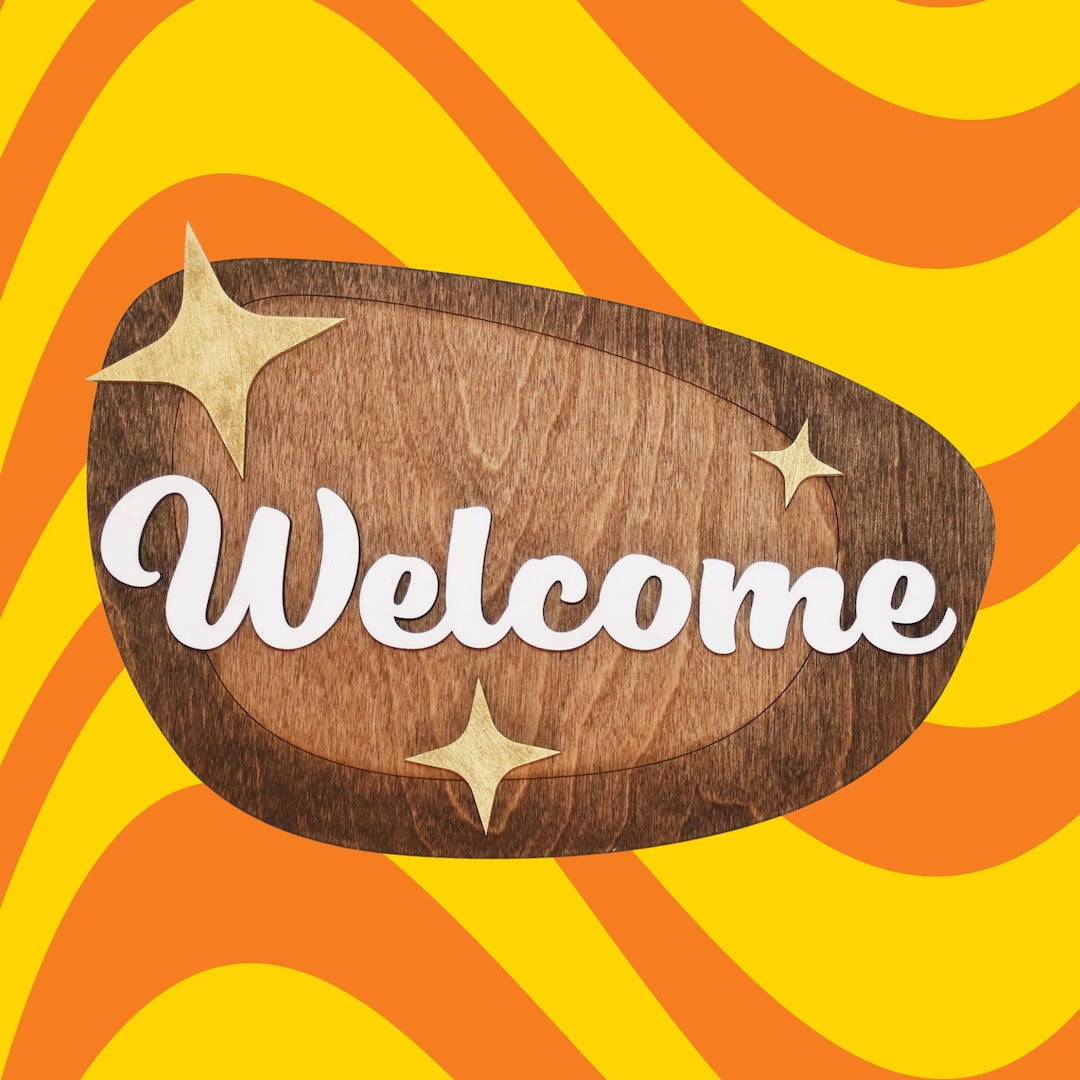 Mid-century Welcome Sign | Retro Wood Sign | MCM Googie Atomic Art ...