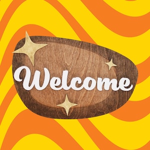 Mid-century Welcome Sign | Retro Wood Sign | MCM Googie Atomic Art ...