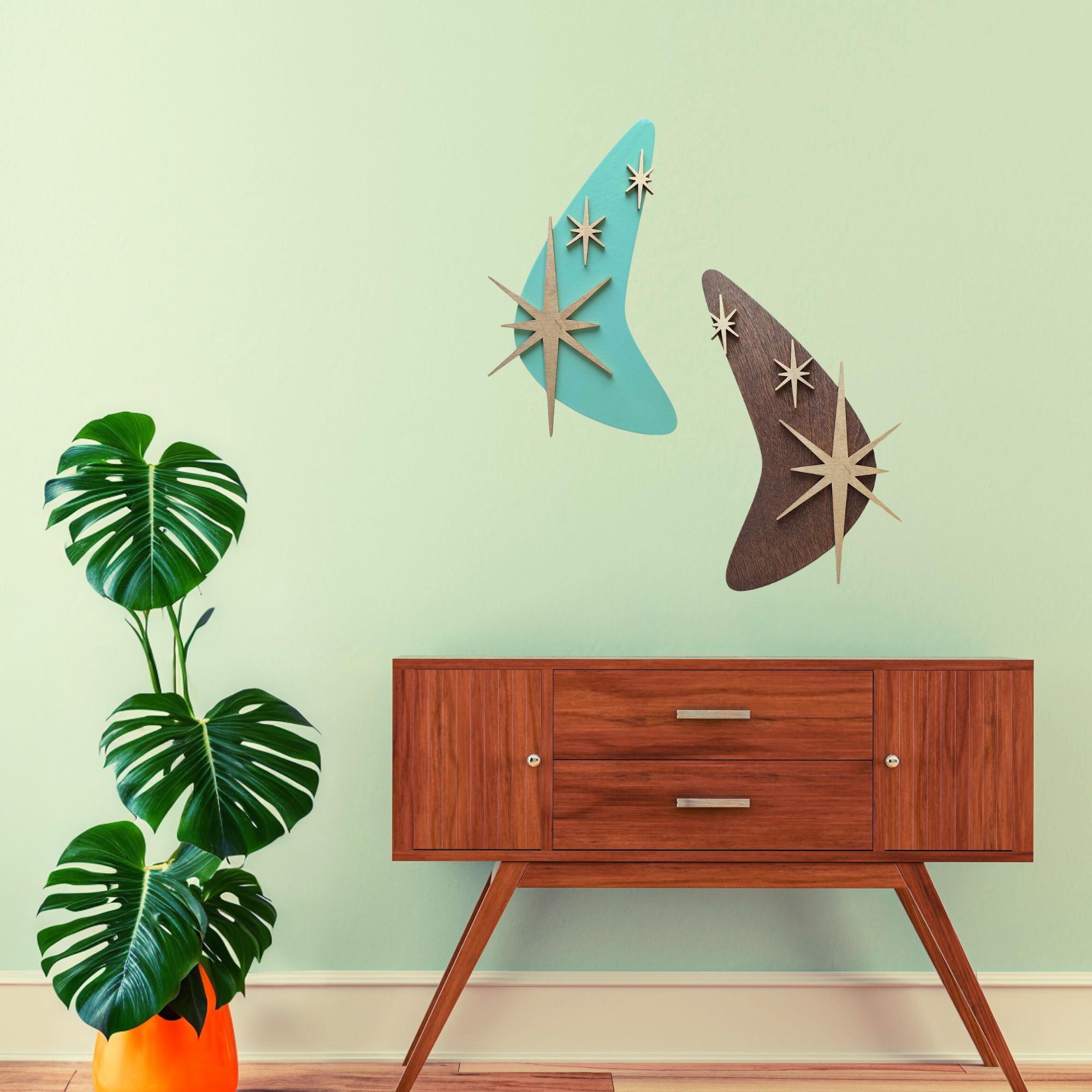 Mid Century Modern Boomerang Wall Art | Atomic Décor With Starburst ...