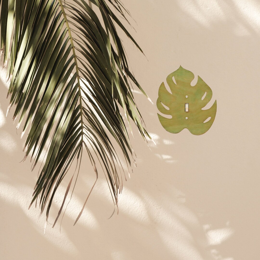 Monstera Leaf Light Switch Cover Tropical Decor Wood Wall Art Tiki Bar ...